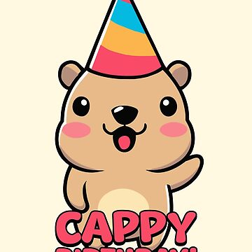 "Cappy Birthday! Cute Capybara Cartoon" Sticker for Sale by PMCreative ...