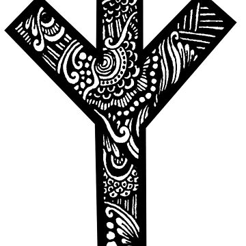 "Algiz Nordic Rune Drawing" Sticker for Sale by mariadarling122 | Redbubble