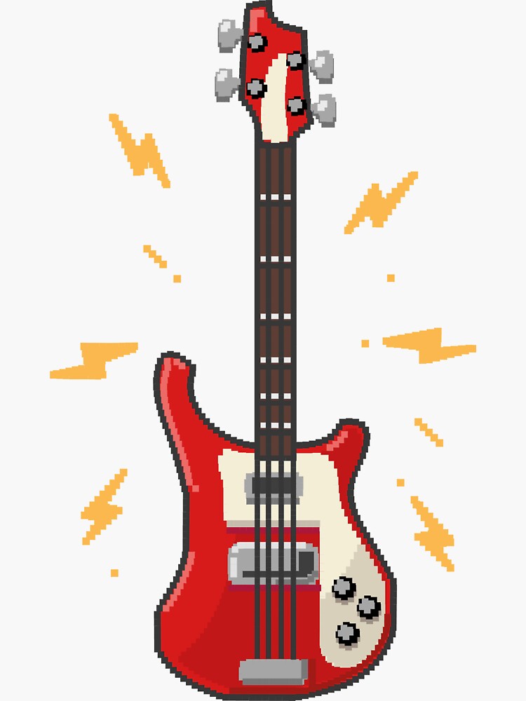 "Pixel Art Bass Guitar" Sticker for Sale by B-Sharp- | Redbubble