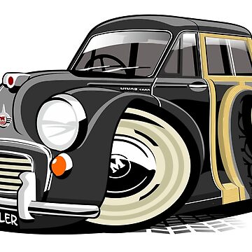 "Morris Minor Traveller caricature - Black" Sticker for Sale by ...