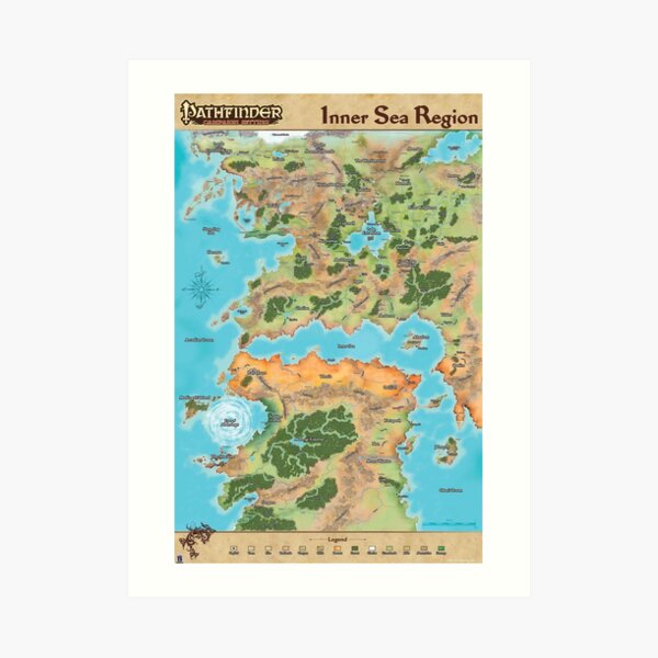 "Pathfinder: Golarion The Inner Sea Map" Art Print for Sale by ...