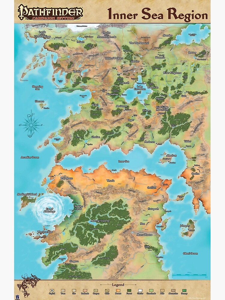 "Pathfinder: Golarion The Inner Sea Map" Canvas Print for Sale by ...
