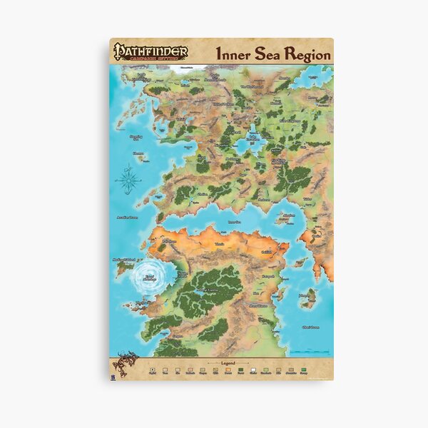 "Pathfinder: Golarion The Inner Sea Map" Canvas Print for Sale by ...