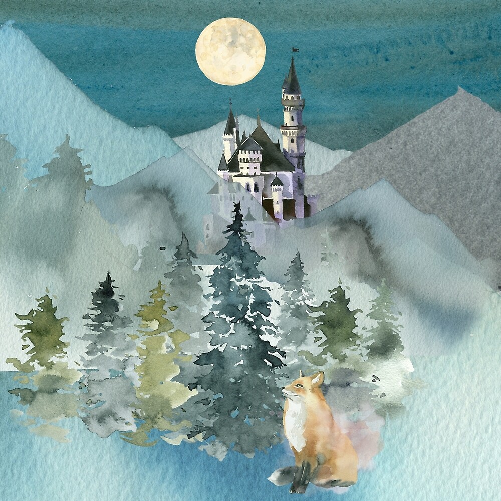 "Fairy Tale Fox at Night" by ChezLorraines | Redbubble