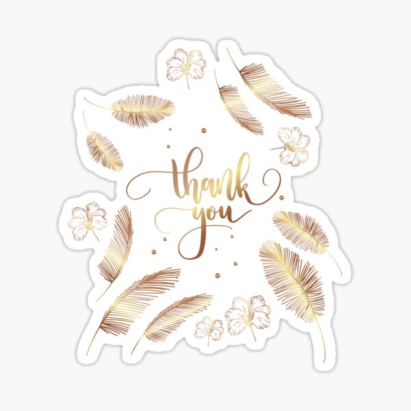 "gold thank you" Sticker by PineLemon | Redbubble