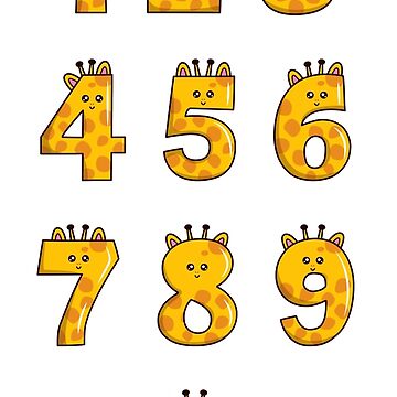 "Giraffe numbers" Sticker by Playful-Monster | Redbubble
