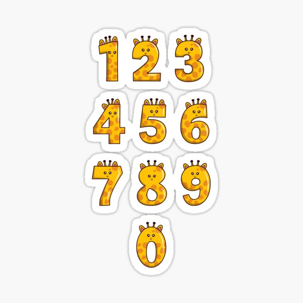 "Giraffe numbers" Sticker by Playful-Monster | Redbubble