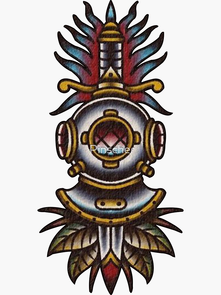 "Traditional Diver Helmet" Sticker for Sale by Pinscher | Redbubble