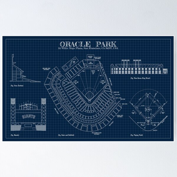 "Oracle Park - Navy Blueprint" Poster for Sale by BGALAXY | Redbubble