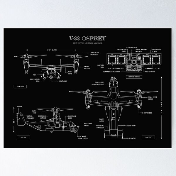 "V-22 Osprey: Tilt-Rotor Military Aircraft (White Stencil, No ...