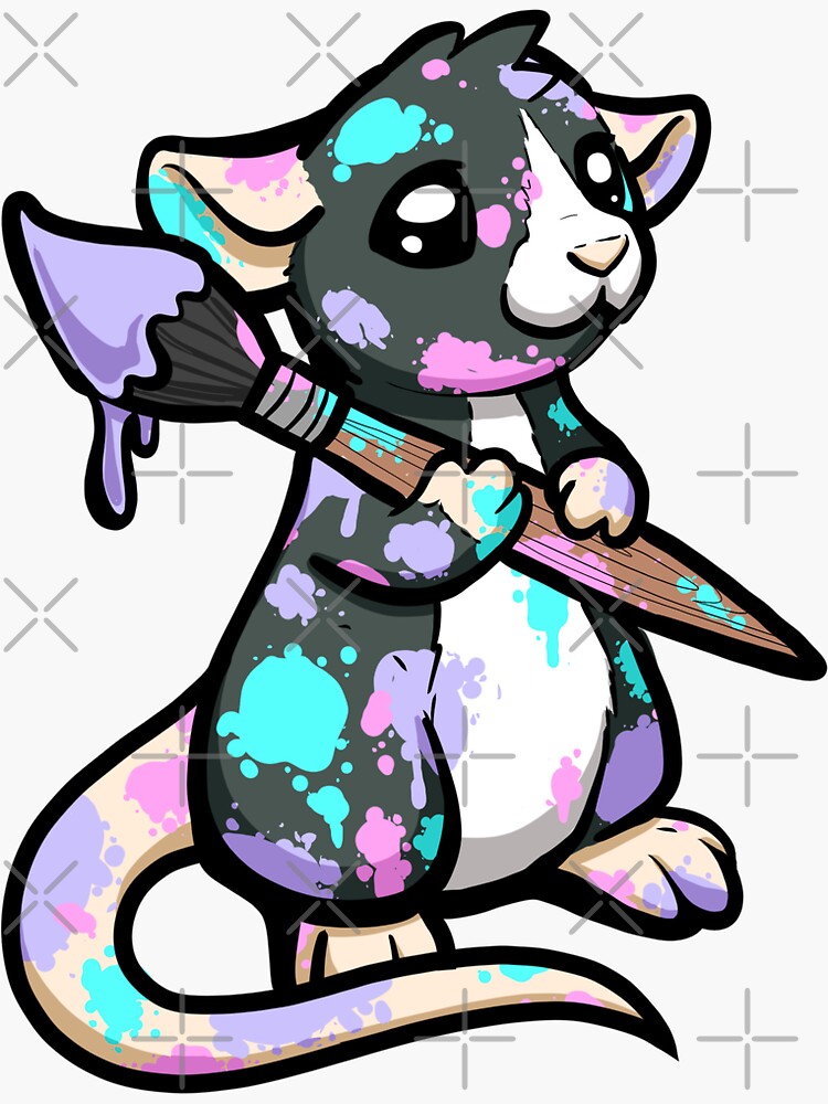 "Bats the Painter Rat" Sticker for Sale by Dragons and Beasties | Redbubble