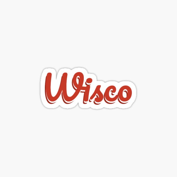 "University of Wisconsin Wisco Tricolor Text logo" Sticker by ...