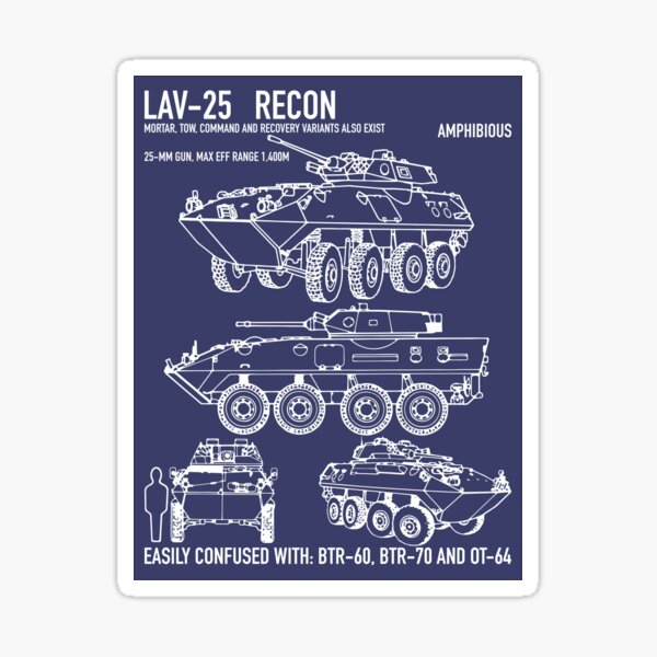 "LAV-25 Light Armored Vehicle Schematic Recognition Blueprint" Sticker ...