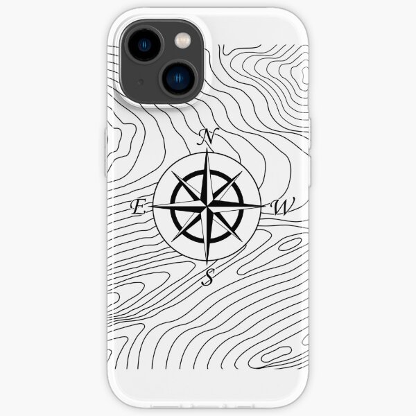 "Topographic Line Pattern with Compass #797" iPhone Case for Sale by ...