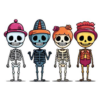 "Bone Buddies - Skeleton Friends" Sticker for Sale by ColorConsole ...