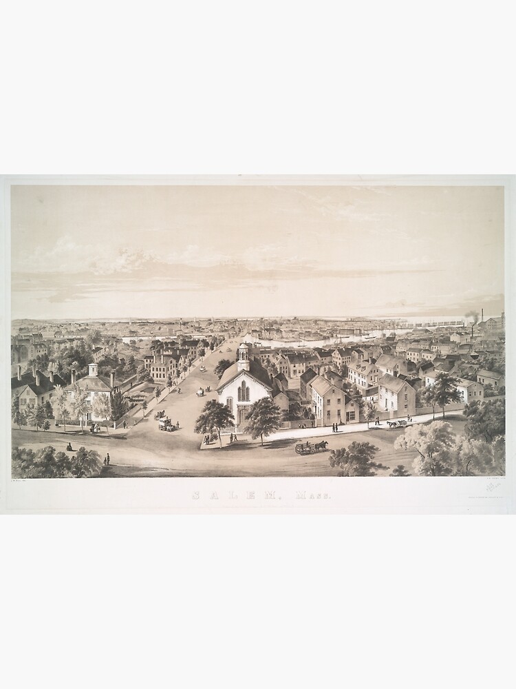 "Vintage Pictorial Map of Salem MA (1854)" Framed Art Print by ...