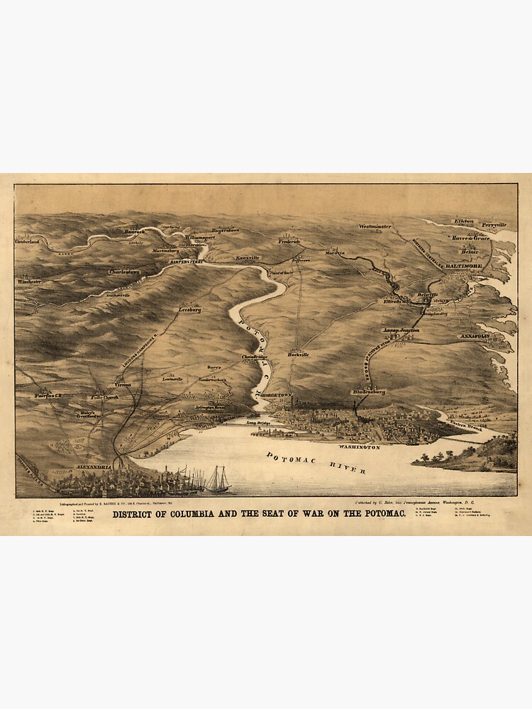 "Vintage Pictorial Map of DC, Maryland & Northern VA" Sticker for Sale ...