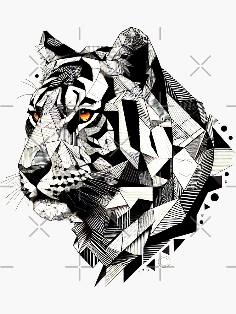 "Geometric Tiger Art" Sticker for Sale by TeeCraft Haven | Redbubble