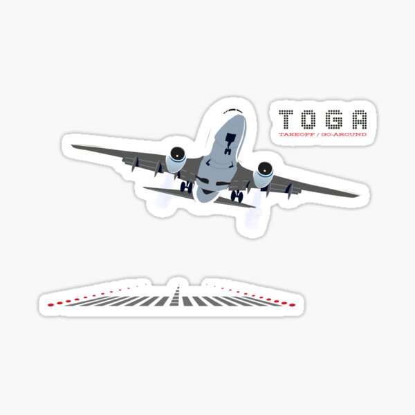 "TOGA Takeoff Go-around Airport Runway , Pilot Aviation" Sticker for ...