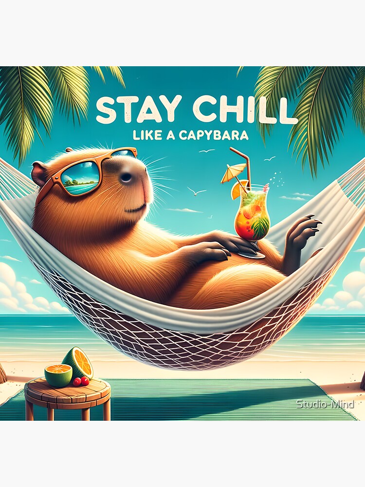 "Capybara Summer Leisure - Stay Chill Like a Capybara" Sticker for Sale ...