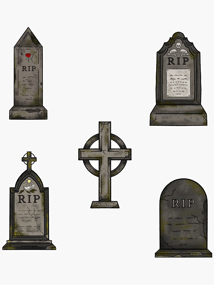 "Headstone Sheet Sticker Pack " Sticker for Sale by ABerghDesigns ...