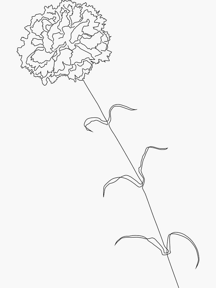 "Carnation Flower Line Art" Sticker for Sale by ElenaArtDesign | Redbubble