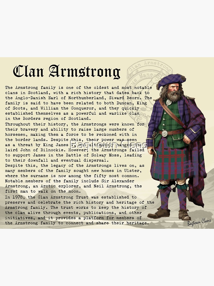 "Clan Armstrong Scottish History " Sticker for Sale by BagTown Clans ...
