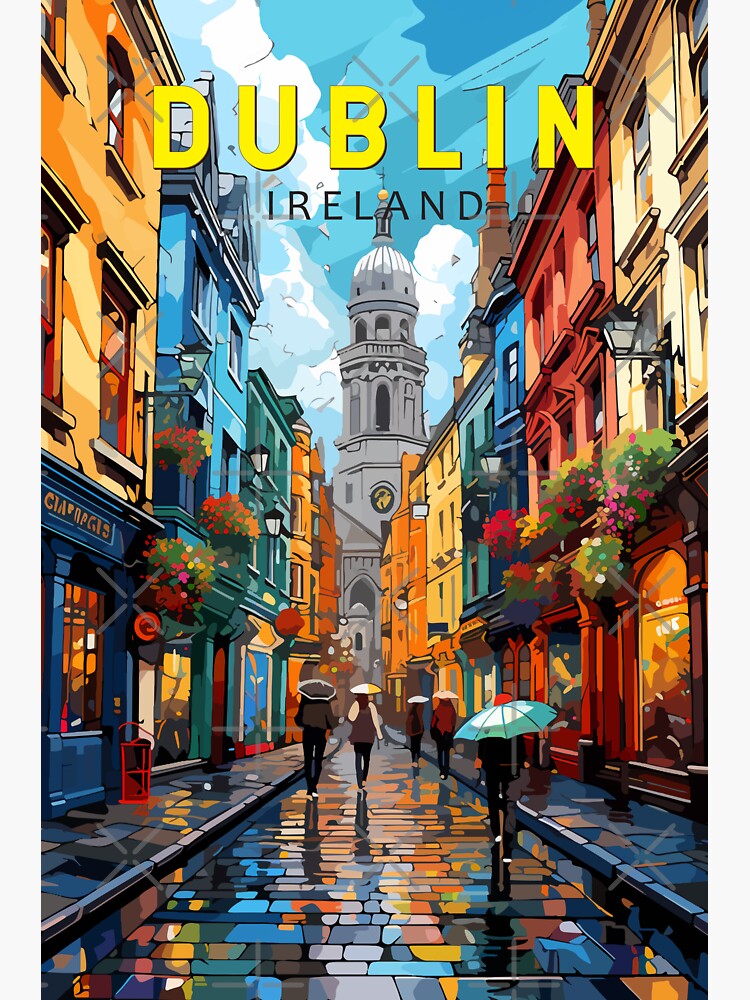 "Dublin Ireland Travel Art Vintage" Sticker for Sale by KrisSidDesigns ...