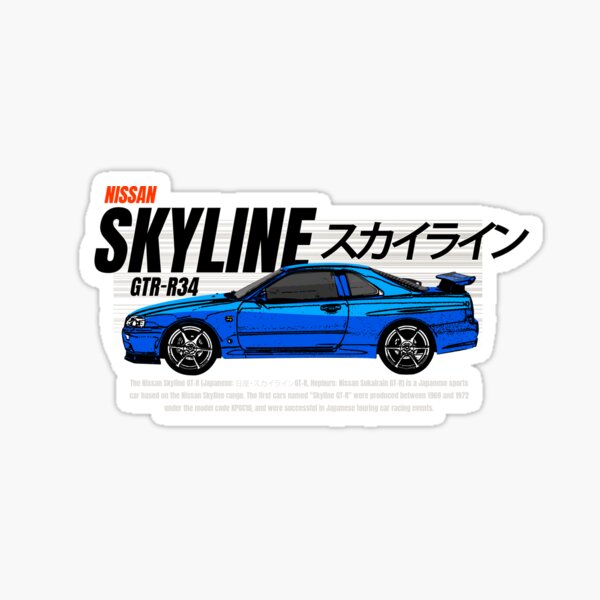 "Nissan Skyline GTR-R34" Sticker for Sale by Joy-Hunters | Redbubble