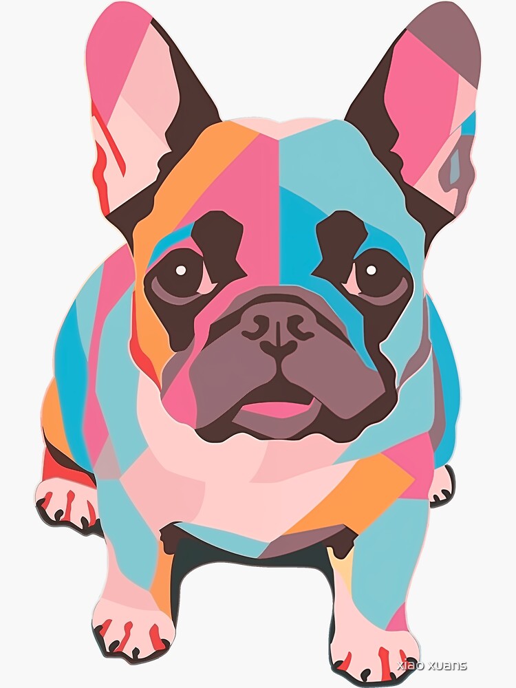 "Abstract French Bulldog,Rainbow Geometric Frenchie" Sticker for Sale ...