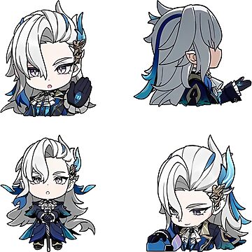 "Neuvillette Genshin Impact Chibi Stickers Set" Sticker for Sale by ...