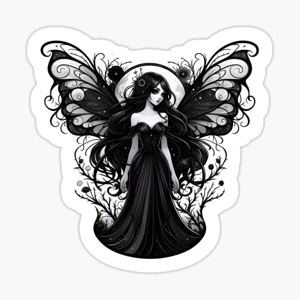 "Gothic Fairy with intricate dark wings " Sticker for Sale by ...
