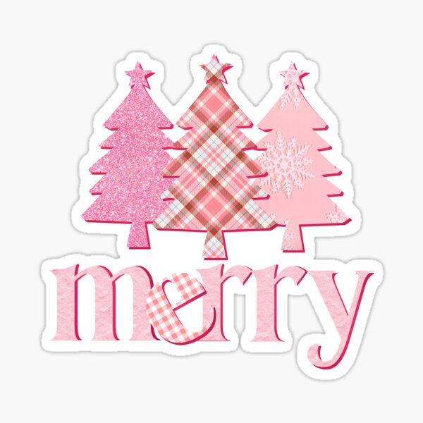 "Merry Pink-Themed Christmas Trees" Sticker for Sale by Fancyc | Redbubble
