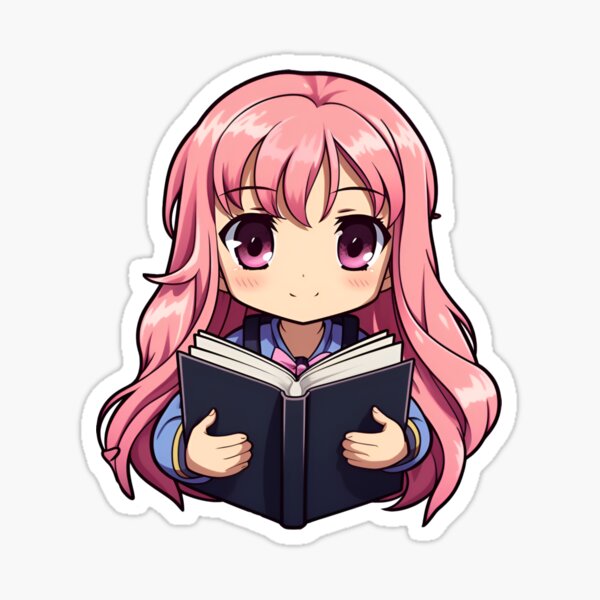 "Cute Anime Girl Reading Book" Sticker for Sale by Uryummypie | Redbubble