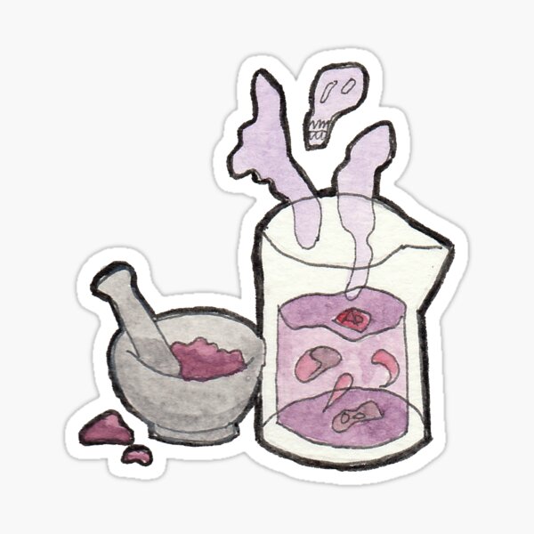 "Witchy Aesthetic - Beaker with Mortar and Pestle" Sticker for Sale by ...