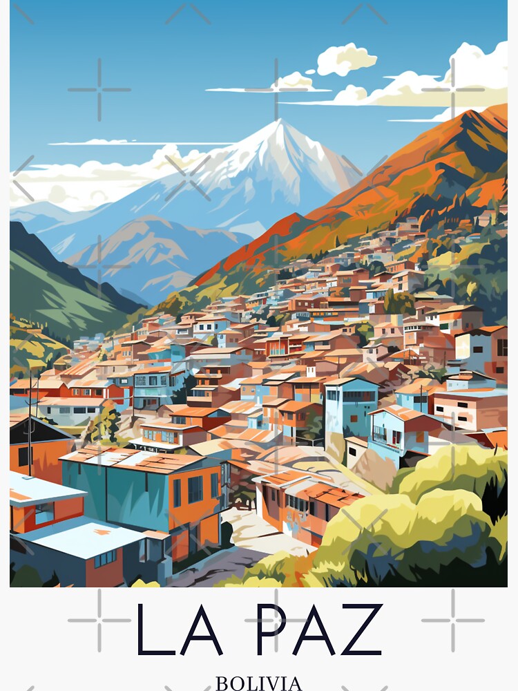 "A Pop Art Travel Print of La Paz - Bolivia " Sticker for Sale by ...