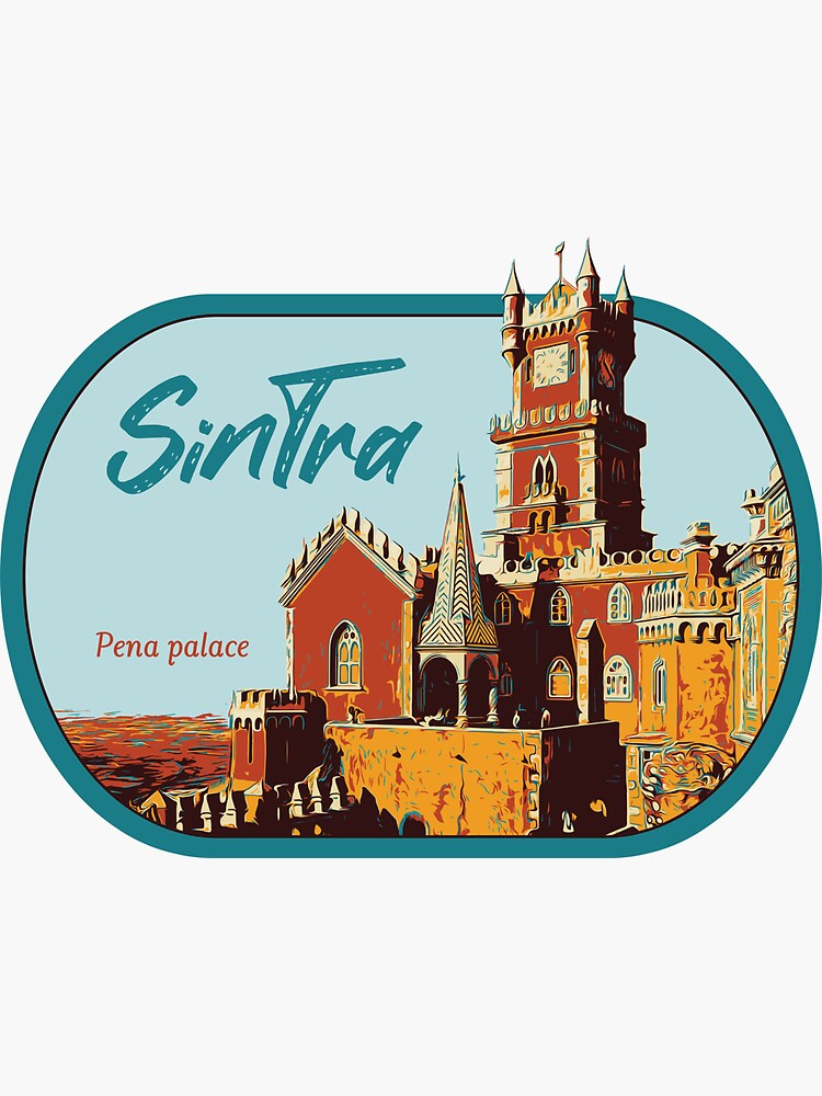 "Sintra Pena Palace Facade Illustration Print - Portuguese Art" Sticker ...