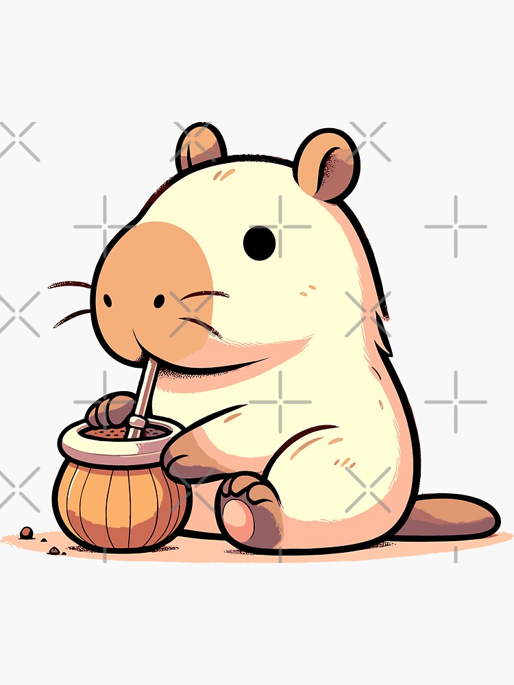 "Cute Capybara drinking mate Kawaii style" Sticker for Sale by ...