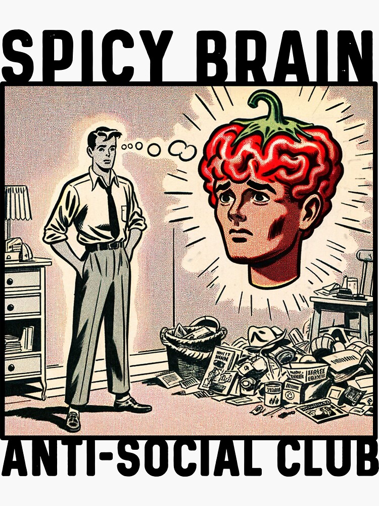 "Spicy Brain Social Club" Sticker for Sale by A Small Spark | Redbubble