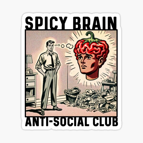 "Spicy Brain Social Club" Sticker for Sale by A Small Spark | Redbubble