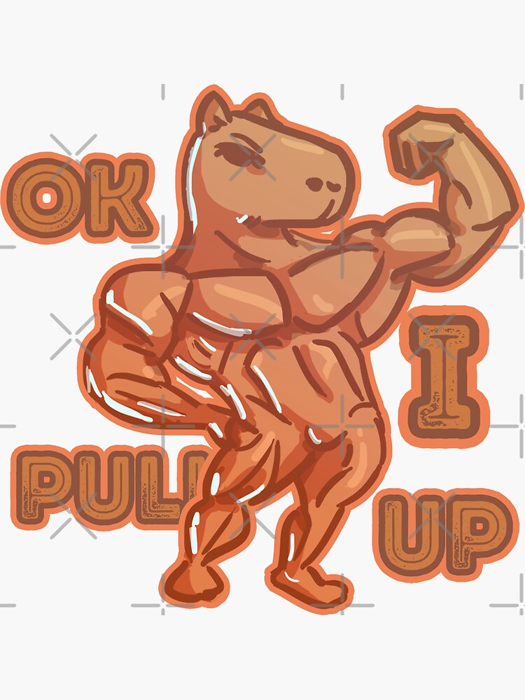 "Strong Capybara meme ok i pull up" Sticker for Sale by Thi-Godinho ...