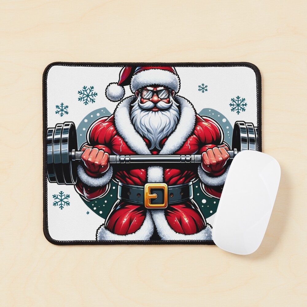 "Buff Santa - Muscular Santa Claus Fitness Holiday Sticker" Sticker for ...