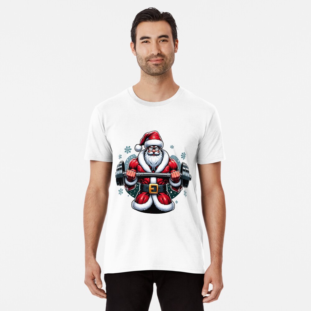 "Buff Santa - Muscular Santa Claus Fitness Holiday Sticker" Sticker for ...