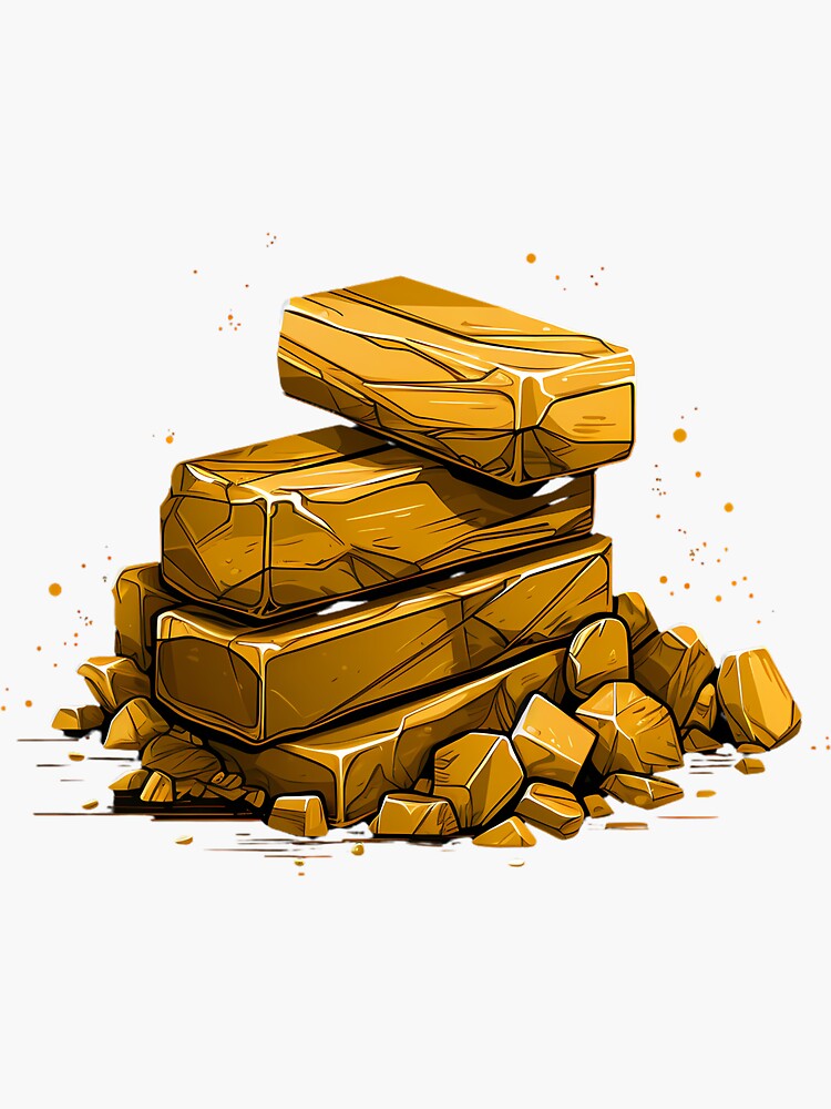 "Cartoon Gold Bars Stack" Sticker for Sale by FlexYourMind | Redbubble