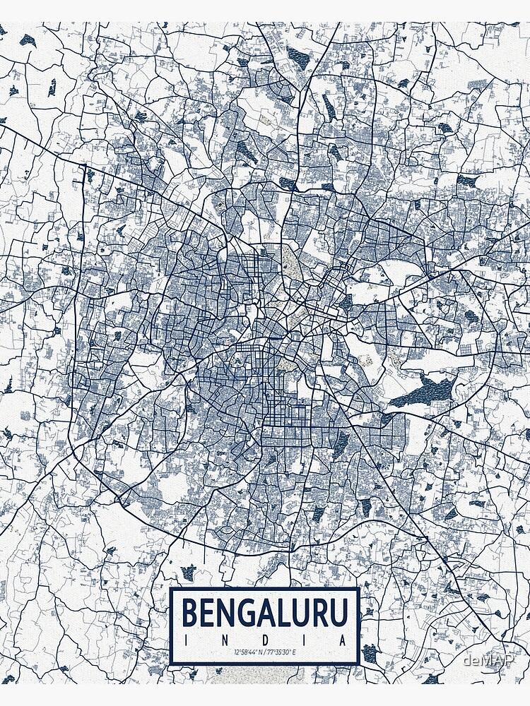 "Bengaluru City Map of India - Coastal" Poster for Sale by deMAP ...