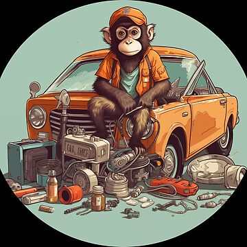 "Mechanic monkey" Sticker for Sale by Gilpro Designs | Redbubble