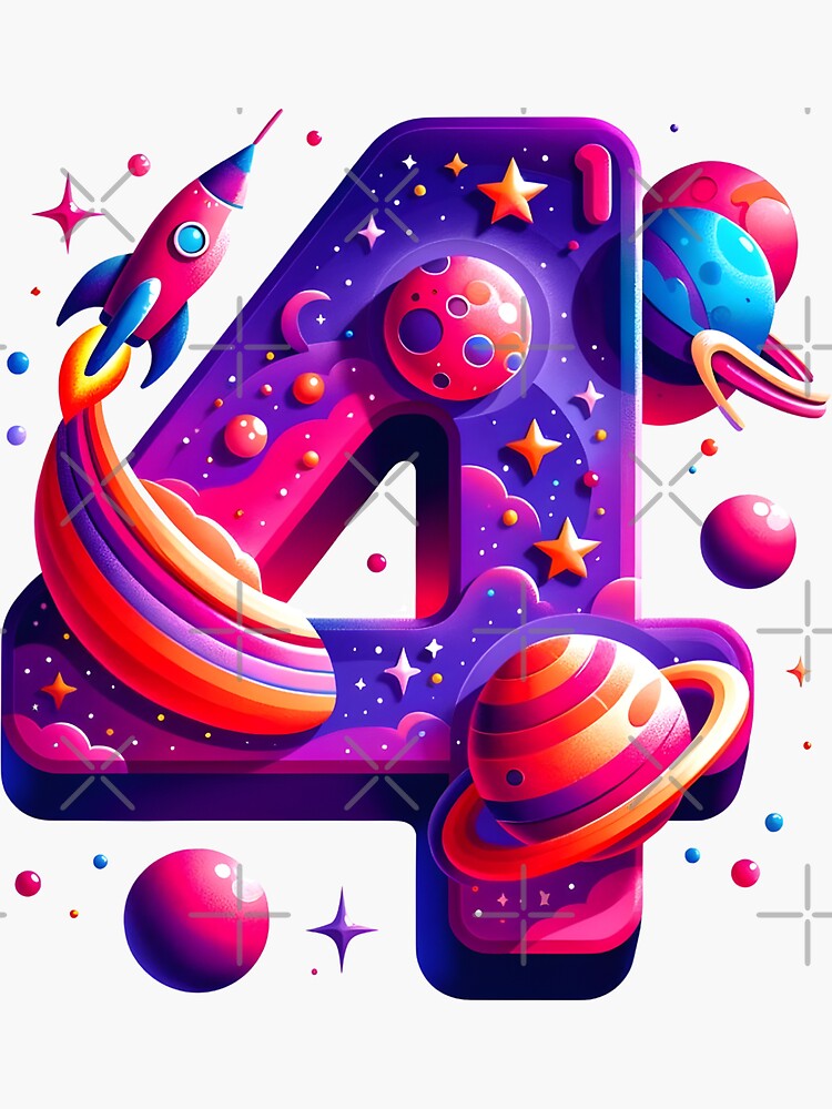 "Number 4" Sticker for Sale by pawipat | Redbubble
