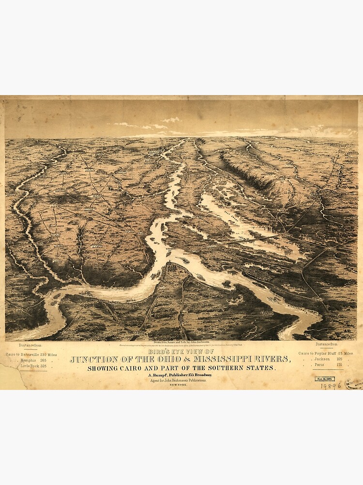 "Vintage Ohio & Mississippi River Junction Map (1861)" Canvas Print by ...