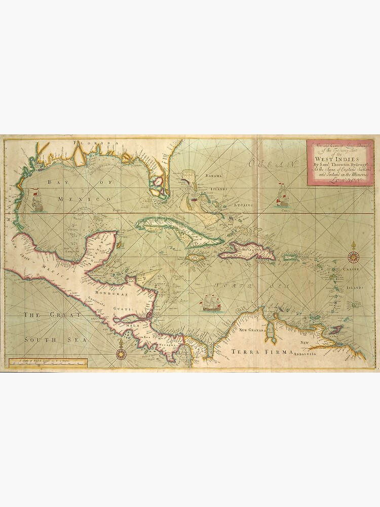 "Vintage Map of The Caribbean (1707)" Photographic Print by ...