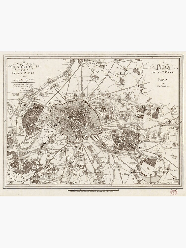 "Vintage Map of Paris France (1805)" Poster by BravuraMedia | Redbubble